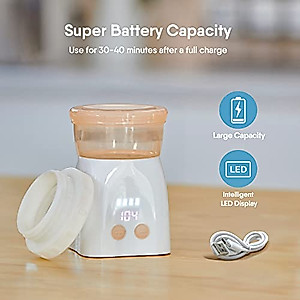 BabyBond Portable Bottle Warmer, Baby Bottle Warmer for Travel Compatible with Most Bottles Rechargeable Travel Bottle Warmer Cordless for Baby Milk Breastmilk with Precise Temperature Control (Pink)