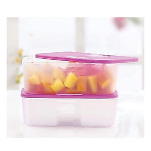 Tupperware Freezer Mate 2-Pack Rectangular Lidded Box, 1L, Clear, BPA Free, Freezer Safe, Leak Proof, Minimalist Style