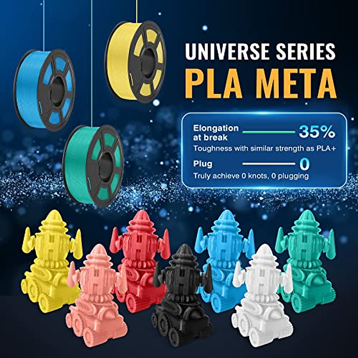 【PLA-Meta & PLA Plus】SUNLU 3D Printer Filament PLA-Meta 1.75mm, Dimensional Accuracy +/- 0.02 mm, 250G*8 Rolls, Black+White+Grey+Blue+Green+Red+Yellow+Pink & PLA+ 1KG, Green