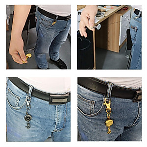 JCBIZ 1PCS Retractable Key Chain with Hook Zinc Alloy High Resilient Anti-lose Stretch Key Ring Holder Tool Telescopic Rope Gold