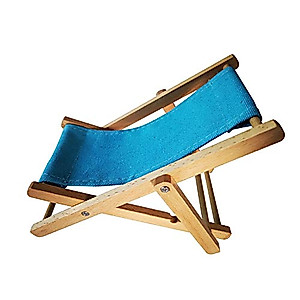 Hanpo Cell Phone Holder Wood & Canvas Beach Deck Chair - Desk Stand for Smart Phone 5.5 Inches (Light Brown) (Turquoise)