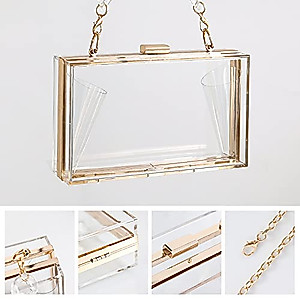 WJCD Women Clear Purse Acrylic Clear Clutch Bag Transparent Crossbody Purse Evening Bag (Double Chain transparent)