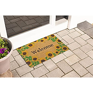 Storm Stopper – Doormat | Welcome Sunflowers | All Weather Heavy Duty Mat | Natural Coir Face | Non-Slip | Outdoor Home Décor | Absorbent, Fade Resistant & Pet Friendly | 18" x 28"