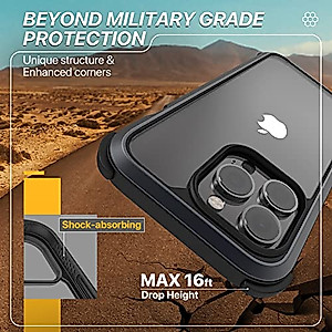 MAGEASY Protective iPhone 14 Pro Max Case with Strap 6.7" - 16ft Drop Tested Protective iPhone 14 Pro Max Case with Crossbody Lanyard - Odyssey+ (6.7", 3 Lens) (Metal Frame, Mystery Black)