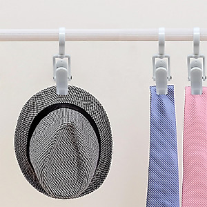 Uenhoy 10 Pcs Super Strong Plastic Clothes Pins, Laundry Hook Clips, Boot Hangers for Closet, Swivel Hanging Clip Hooks for Tall Boots Hats Towels Clothing, White