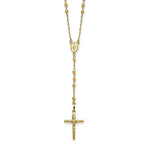 IceCarats 14K Yellow Gold 3mm Beaded Rosary Chain Necklace