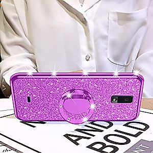 Case for BLU View 3 (B140DL) Luxury Cute Soft TPU Silicone Glitter Cover for Girls Women with Diamond Ring Kickstand Bumper Shockproof Full Body Protection Case for BLU View 3 (B140DL) - Purple