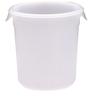 Rubbermaid Commercial Products Plastic Round Food Storage Container with Handle, 4 Quart, White, High Temperature Range Food Organization for Wet/Dry Food in Kitchen/Restaurants/Cafeteria, Pack of 12