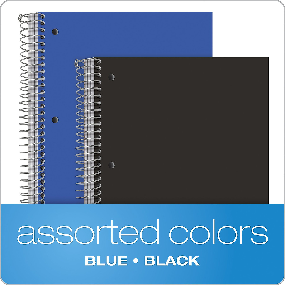 Oxford Spiral Notebooks, 3-Subject, Wide Ruled Paper, Durable Plastic Cover, 150 Sheets, 3 Divider Pockets, 2 per Pack (10385)