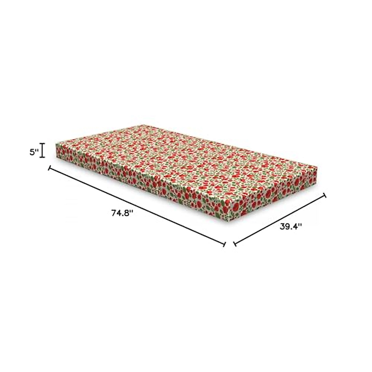 Ambesonne Poppy Flower Foldable Mattress, Nature Arrangement, 74.8" x 39.4", Green Red Beige