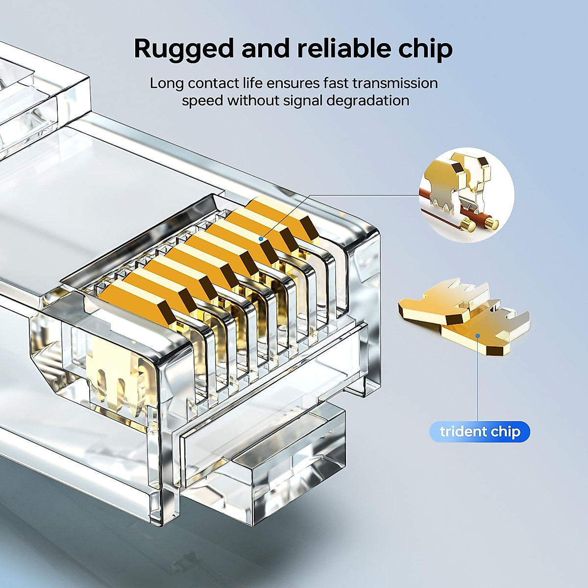 CNCOB Cat6 Connector RJ45 Connectors 100pcs UTP 8P8C RJ45 2 Pieces Load Bar Modular Plug Gold Plated Durable and Strong Connection for Cat6 Cat5e