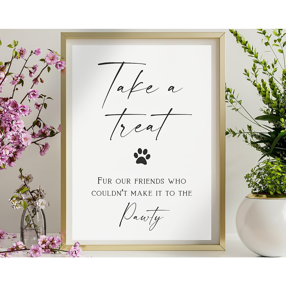Take a Treat Doggie Bag Sign, Dog Wedding Decoration, Pet Favor Cat, Treat Reception Gift for Guests, Thank You Bridal Shower Supplies, Fur Our Friends Who Couldn't Come to The Pawty