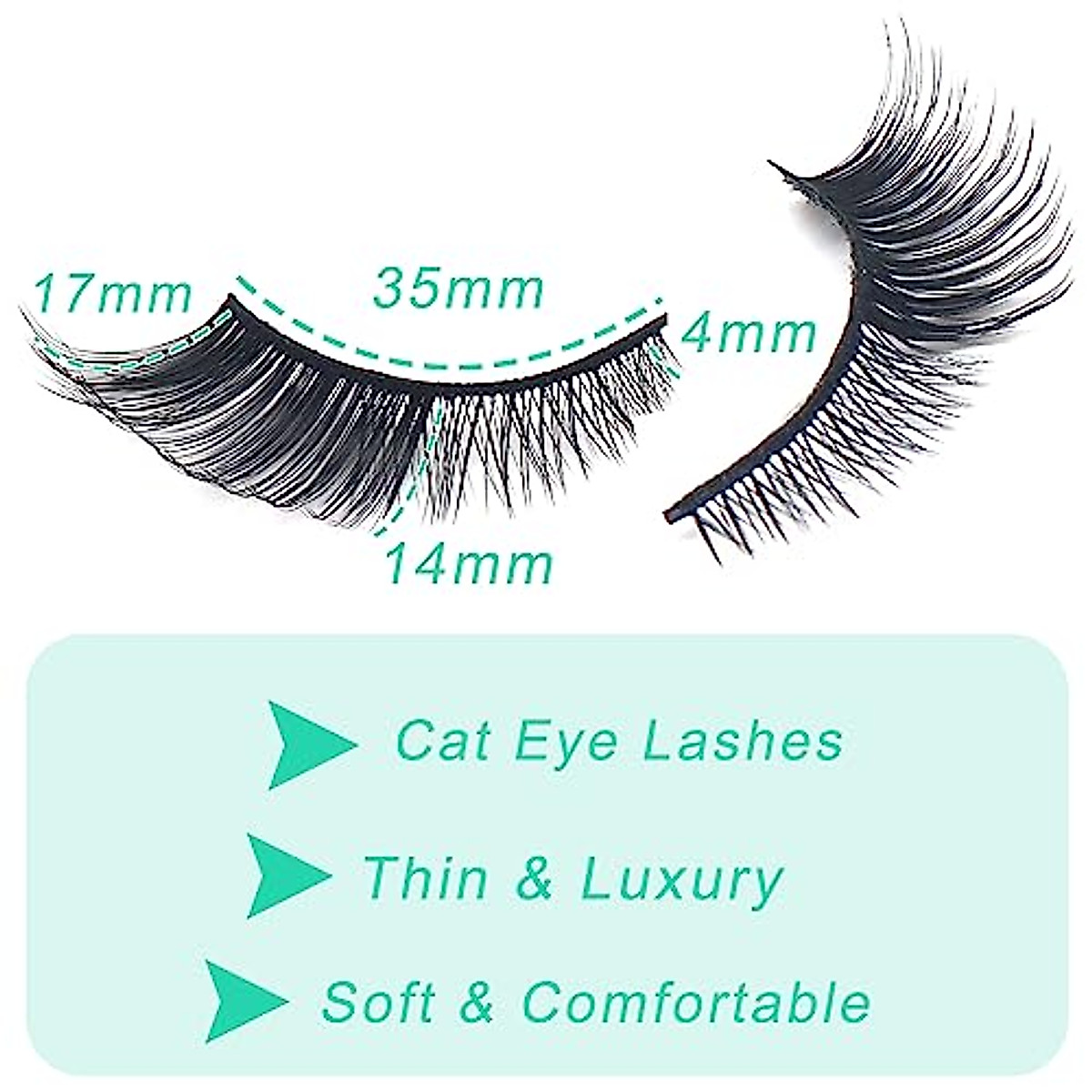 Fyonas Cat Eye Lashes Comfortable Fake Eyelashes Wispy Lashes Natural Look 18mm Fox Eye Lashes Volume False Lashes 5 Pairs Pack (Cat Eye 03)