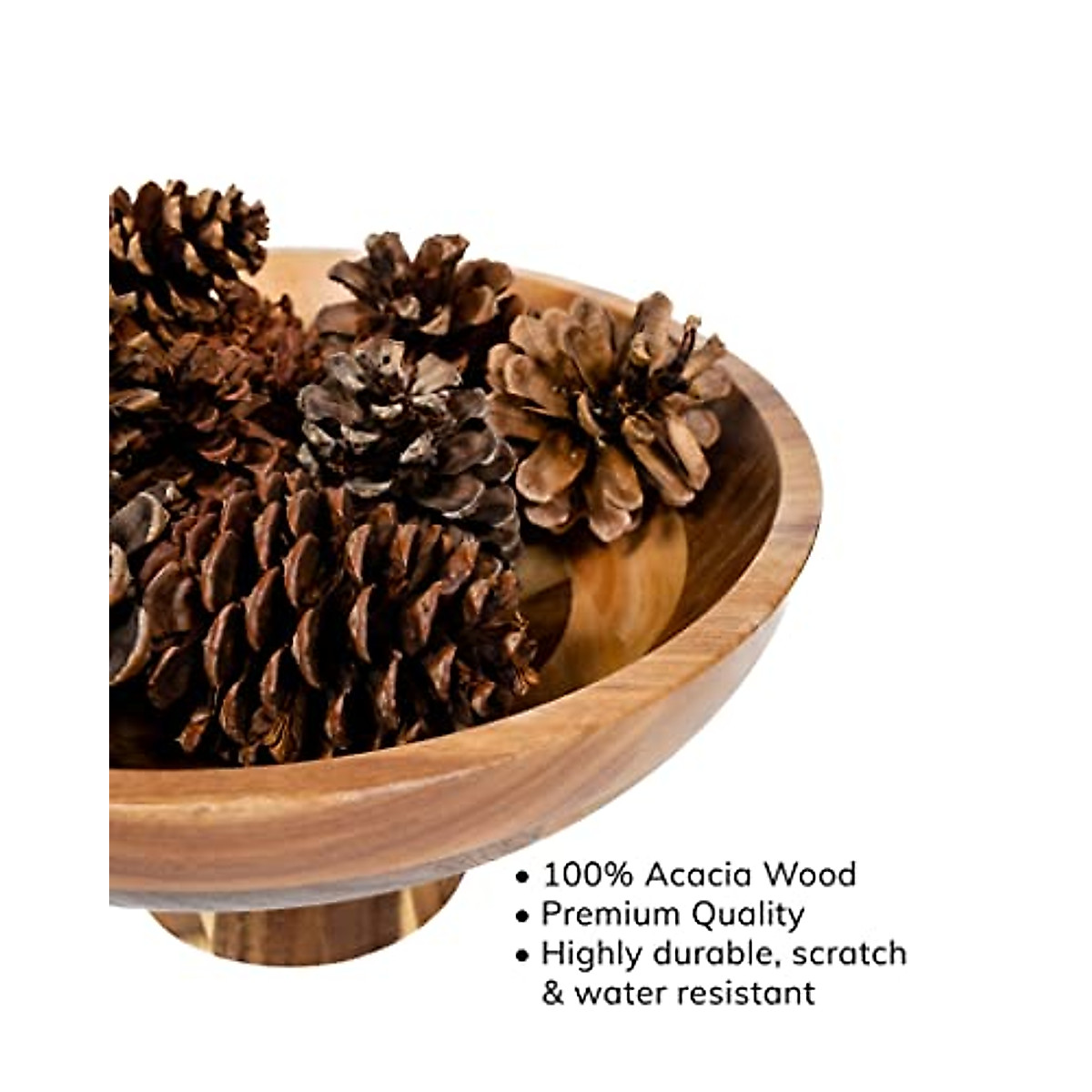 MOXY BARE Wooden Fruit Bowl for Kitchen Counter | Wood Bowl for Décor | Decorative Pedestal Bowl for Dinning Table Centerpiece | Wood Bowl for Coffee Table & Holiday Décor | Acacia Wood