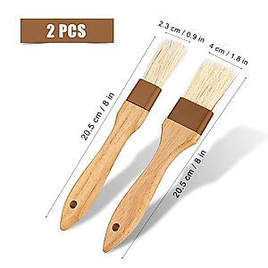 Pastry Basting Brushes, 2PCS Oil Brushes Boar Bristle Brushes BBQ Brushes for Sauce BBQ Basting Brush Kitchen Brush for Oil Egg Spread Marinade Sauce (2 Specifications)