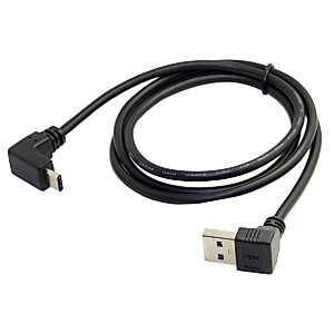 cablecc USB 3.1 USB-C Up Down Angled to 90 Degree Down Angled A Male Data Cable for Tablet Phone