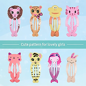 IKOCO Hair Clips for Girl, 42Pcs Animal Pattern Snap Hair Clips, Cartoon Design Barrettes for Toddler Girls