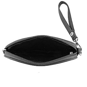 SILVERFEVER Leather Eyeglass Glasses Case with Wristlet Handle, Padded (Navy)