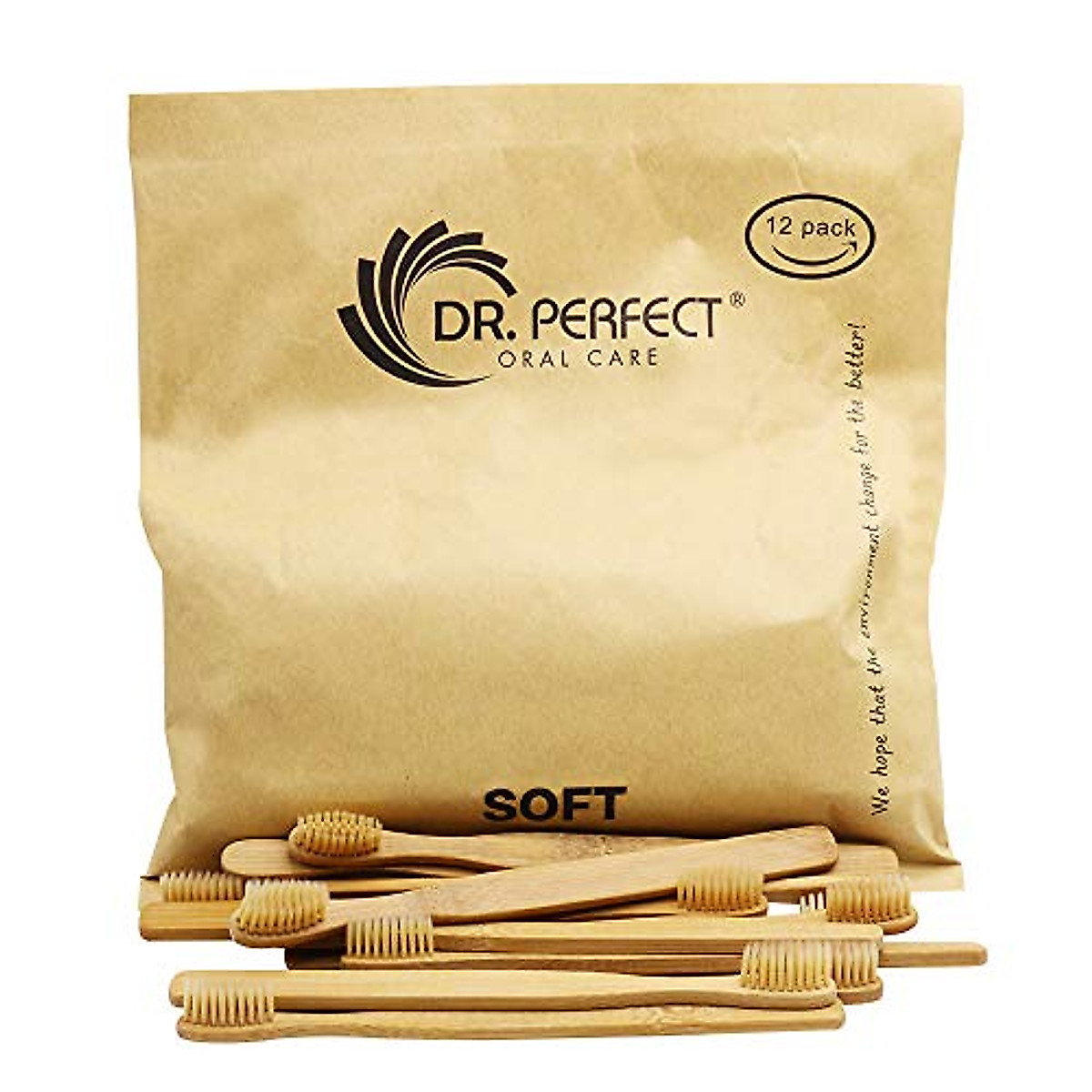 DR PERFECT Bamboo Toothbrush Soft Natural Bristles (12)