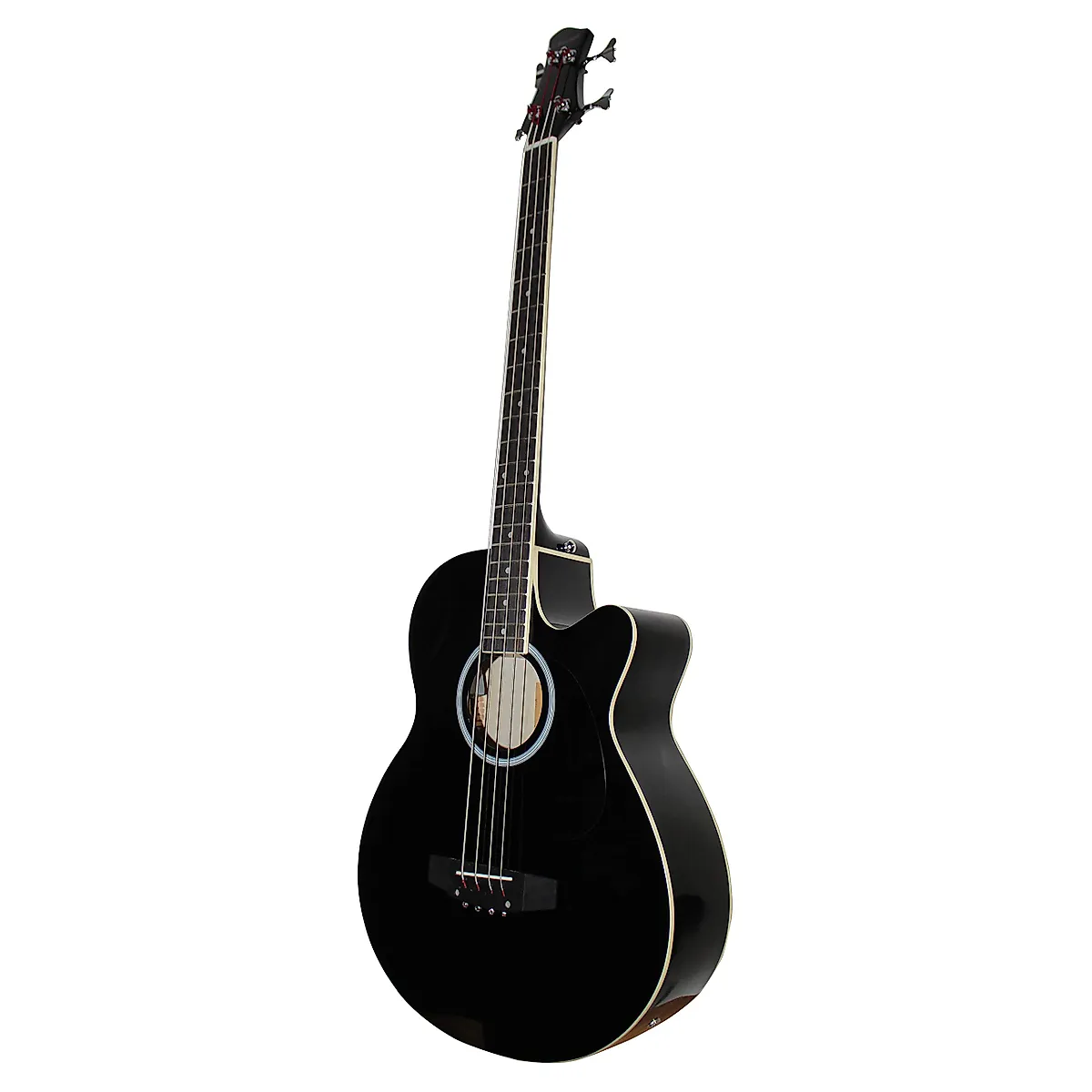 YMC 4 Strings Cutaway Acoustic-Electric Bass Guitar With 4-Band Equalizer, Adjustable Truss Rod,Gig Bag,Strap,Picks- (Black)