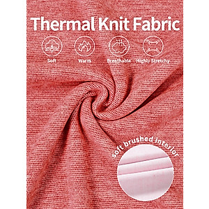 Thermal Base Layer Men Mock Turtleneck(Red Heather,XL)