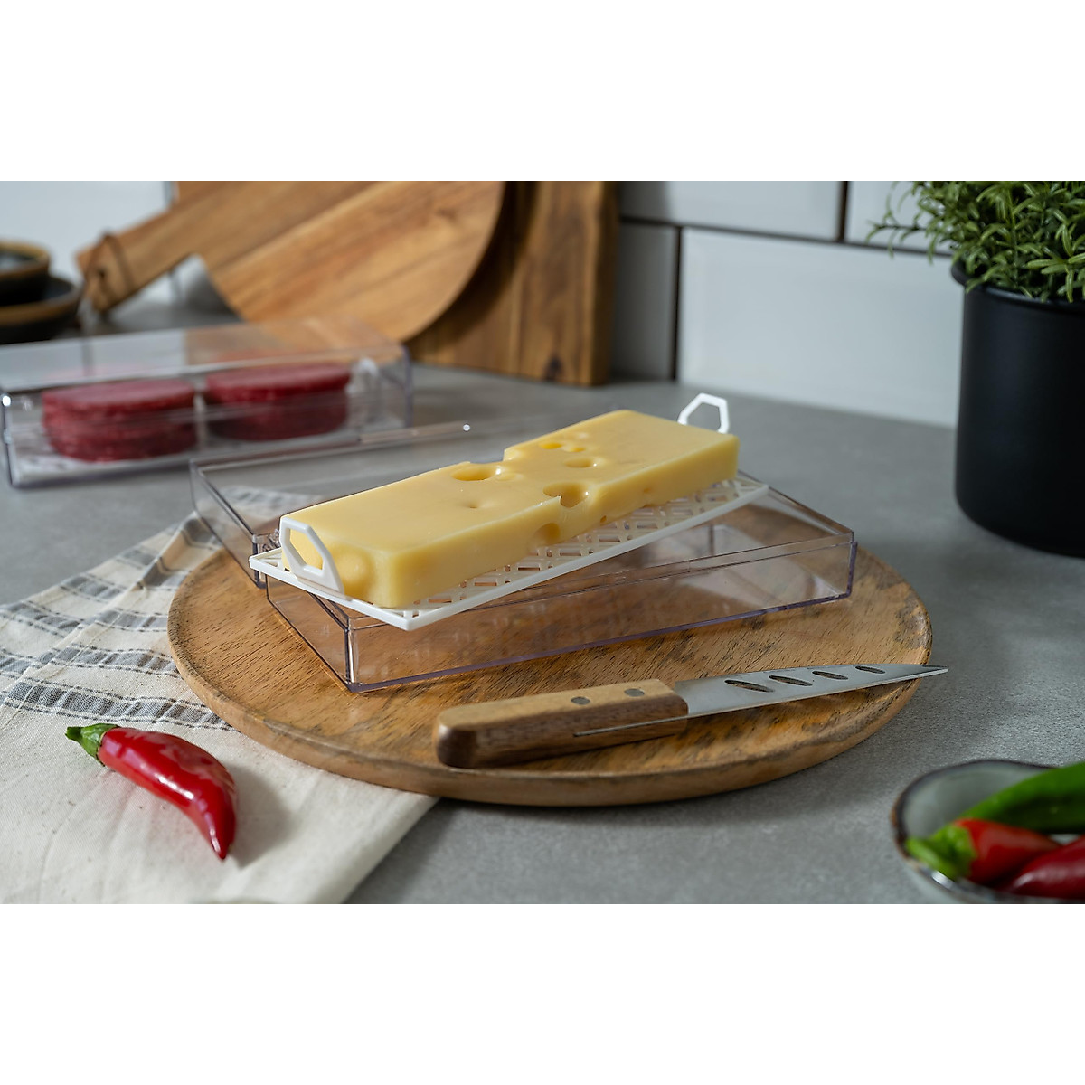 Pikanty American Sliced Cheese Holder | Airtight Storage Container for Fridge | Hinged Lid | Dishwasher Safe | Holds 24 Slices | Made in USA