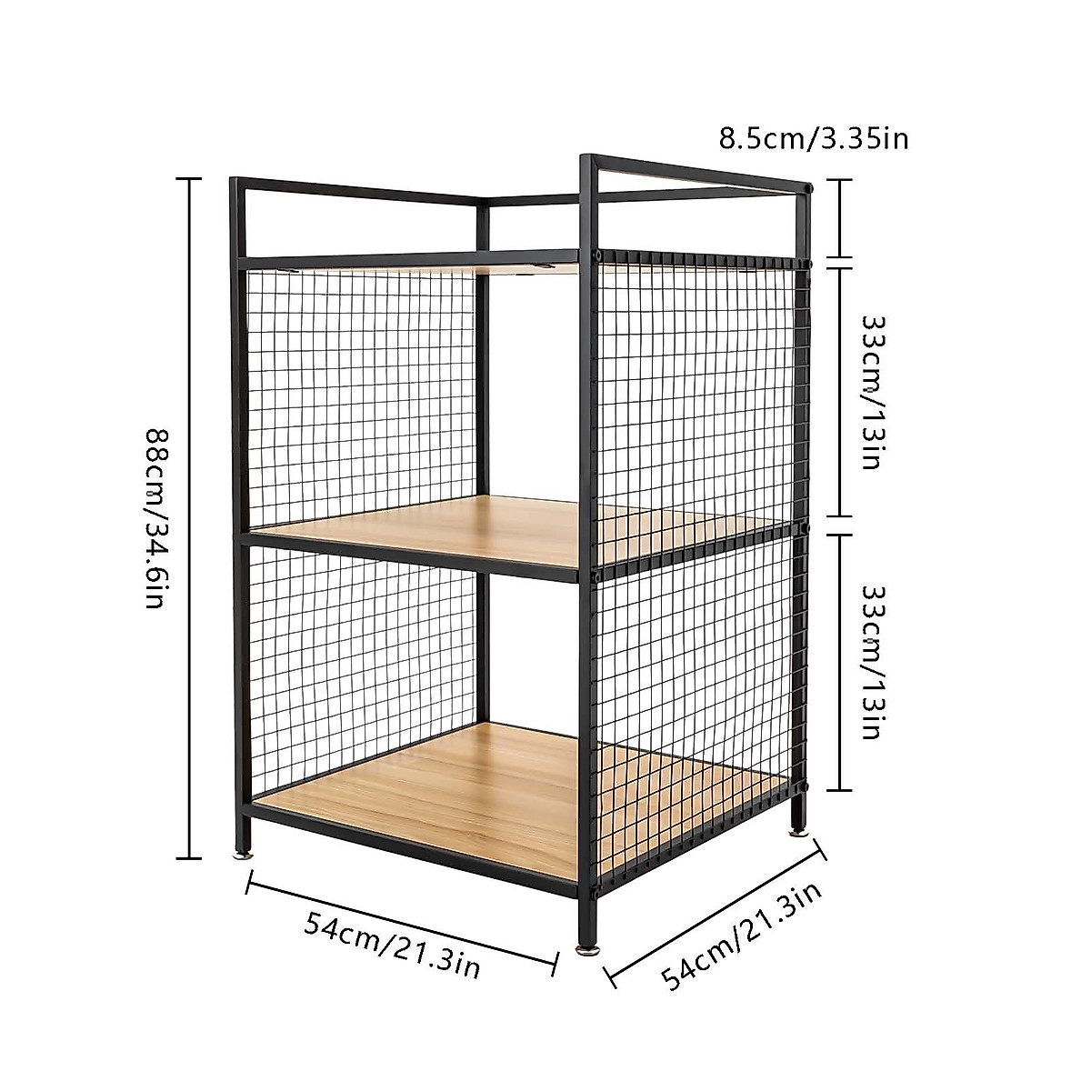 Silencear 3-Tier Heavy Duty Shelving Unit, Small Bookshelf Rustic Wood and Metal Shelving Unit, Wood Storage Shelf with Metal Frame for Living Room, Bedroom, Office, Kitchen, 21.3" x 21.3"x 34.6"