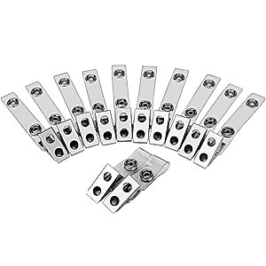 Metal Badge Clips with Clear PVC Straps ID Strap Clip ID Badge Clip Double Holes Badge Clips ID Clips for Badges Name Tag Clips Metal Clips for ID Cards Badge Holders Work Badges (30 Pcs)