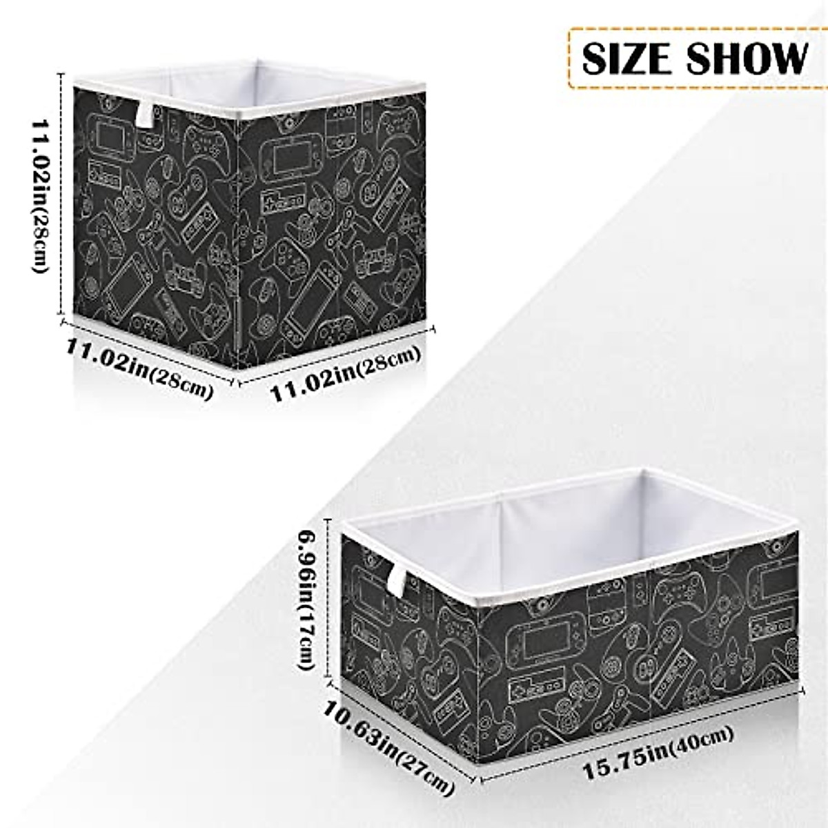 Ollabaky Video Game Controller Cube Storage Bin Closet Fabric Storage Cube Foldable Basket Box Clothes Organizer for Shelves, Nursery Storage Toy Bin, S