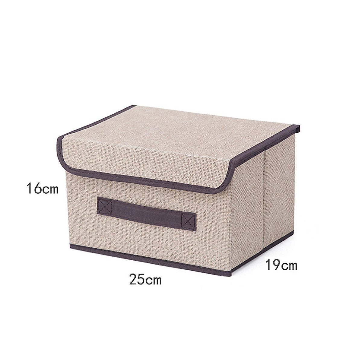 Cicilin Foldable Storage Basket, 2 Pack Lidded Storage Bins with Handle Organize Clothes Toys Book Universal Household Containers for Bedroom Wardrobe Clothes Office Shelf (Beige)