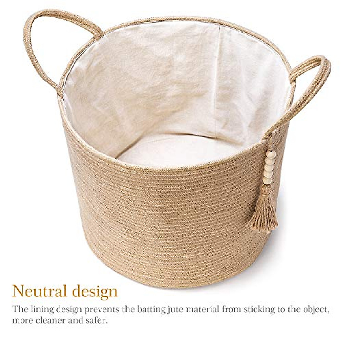 Mkono Woven Storage Basket Decorative Natural Rope Basket and Cotton Rope Basket Boho Cute Decor and Organizer for Nursery, Baby Toys, Blanket