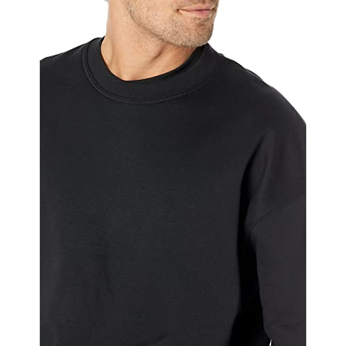 Amazon Essentials Men's Oversized-Fit Crewneck Sweatshirt (Available in Big & Tall), Black, XX-Large