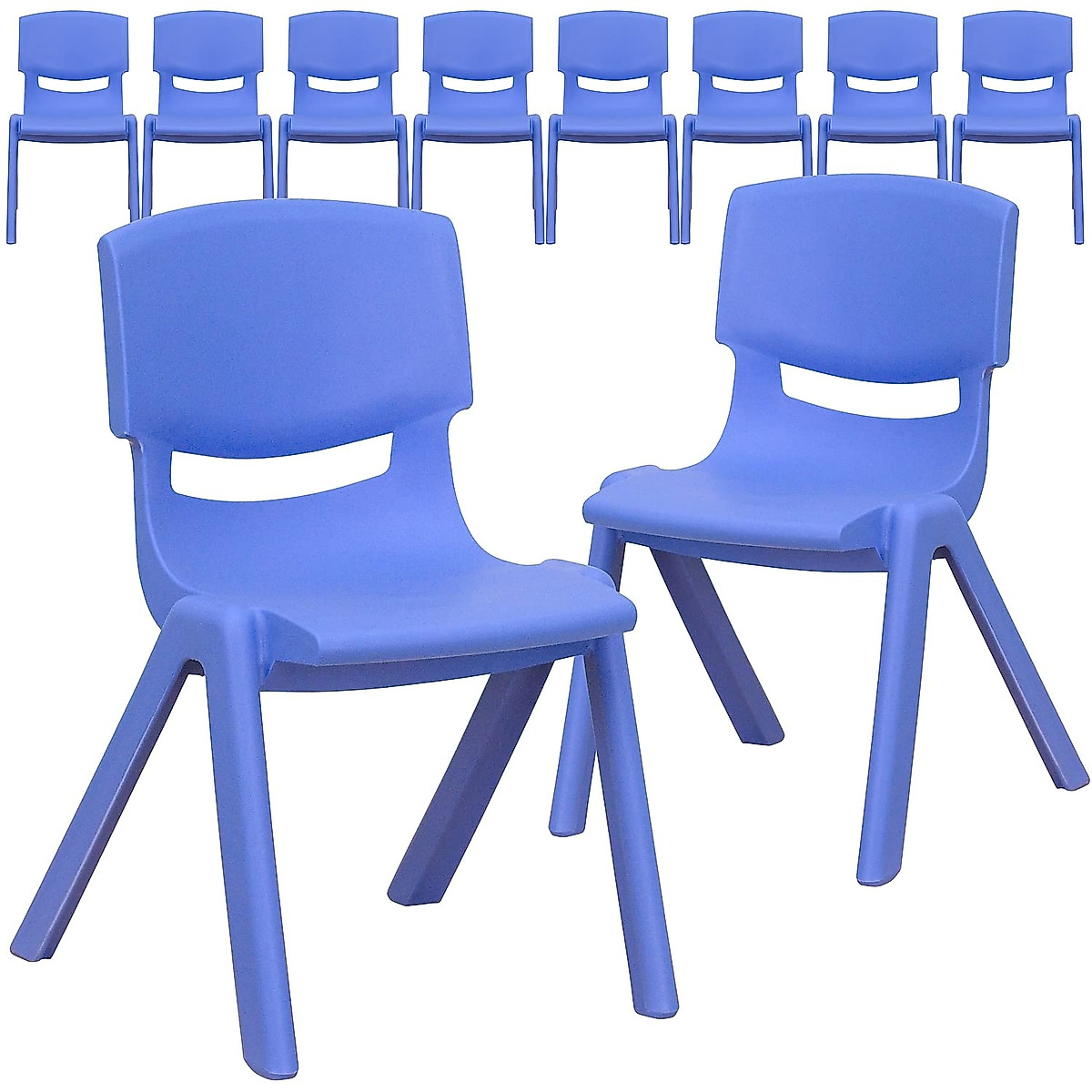 Flash Furniture 10 Pack Blue Plastic Stackable School Chair with 12'' Seat Height