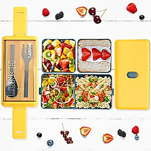 CHZZMS 2 Pack Bento Box Adult Lunch Box,49OZ Leakproof Eco-Friendly Stackable Bento Lunch Box Meal Prep for Dining Out, Work, Picnic, School (green+blue)