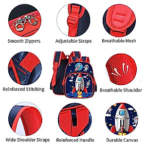 YUNYINIE Kids Space Astronaut Backpack for Boys Girls, Modern Travel Galaxy Rocket School Book Bags,12.6 Inch