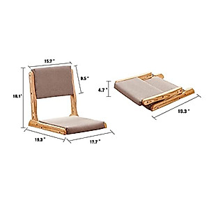 GGCG Tatami Chair Accent Furniture,Foldable Meditation Floor Chair, Living Room Chair Floor Seat, Portable Japanese Legless Chair,Lazy Sofa for Bay Window Meditation Reading,Balny Chair with Cushion