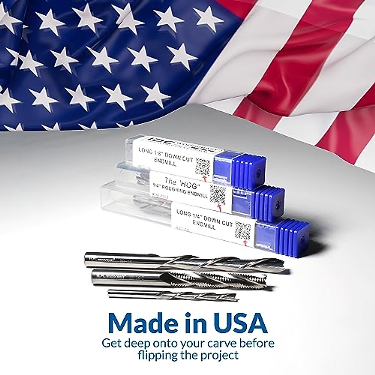 IDC Woodcraft Extended Length CNC Router Bit Set (3-Piece) - Premium Extra Long Precision Carbide Bits for Guitar Making and Other CNC Projects That Require Deep Cuts