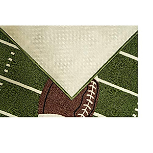 Furnish My Place 705 Solid Football 3'3"x5' Dalyn Rug, All Star Football Ground, Play Area Rug for Kids, Football Field Ground Rectangle, Anti Skid Rubber Backing, Green