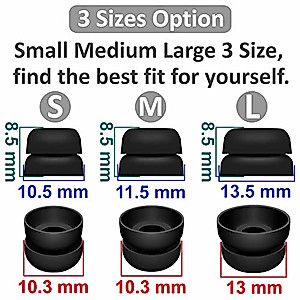 IiEXCEL Double Flange Compatible with Soundcore Space A40 Ear Tips, Noise Reduce Replacement Silicone Eartips Buds Cover Accessories Compatible with Soundcore Life P3 A1 Space A40 - S/M/L Black