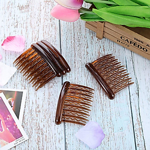 Gejoy 12 Pieces Plastic Teeth Hair Combs Tortoise Side Comb Hair Accessories(Black, Dark Brown)