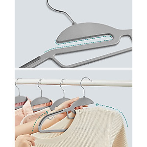 SONGMICS 30-Pack Coat Hangers, Premium Quality Plastic Suit Hangers, Heavy-Duty, S-Shaped Opening, Non-Slip, Space-Saving, 360º Swivel Hook, 16.3 Inches Long, Light Gray and Dark Gray UCRP041G05