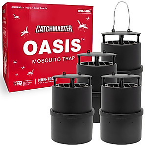 Catchmaster Oasis Ovi-Mini Mosquito Trap 4Pk, Home Outdoor Mosquito Control, Mosquito Killer Outdoor, Pet Safe Backyard Insect Killer, Glue Board Bug Catcher, Pool, Patio, Shed & Garden Pest Control