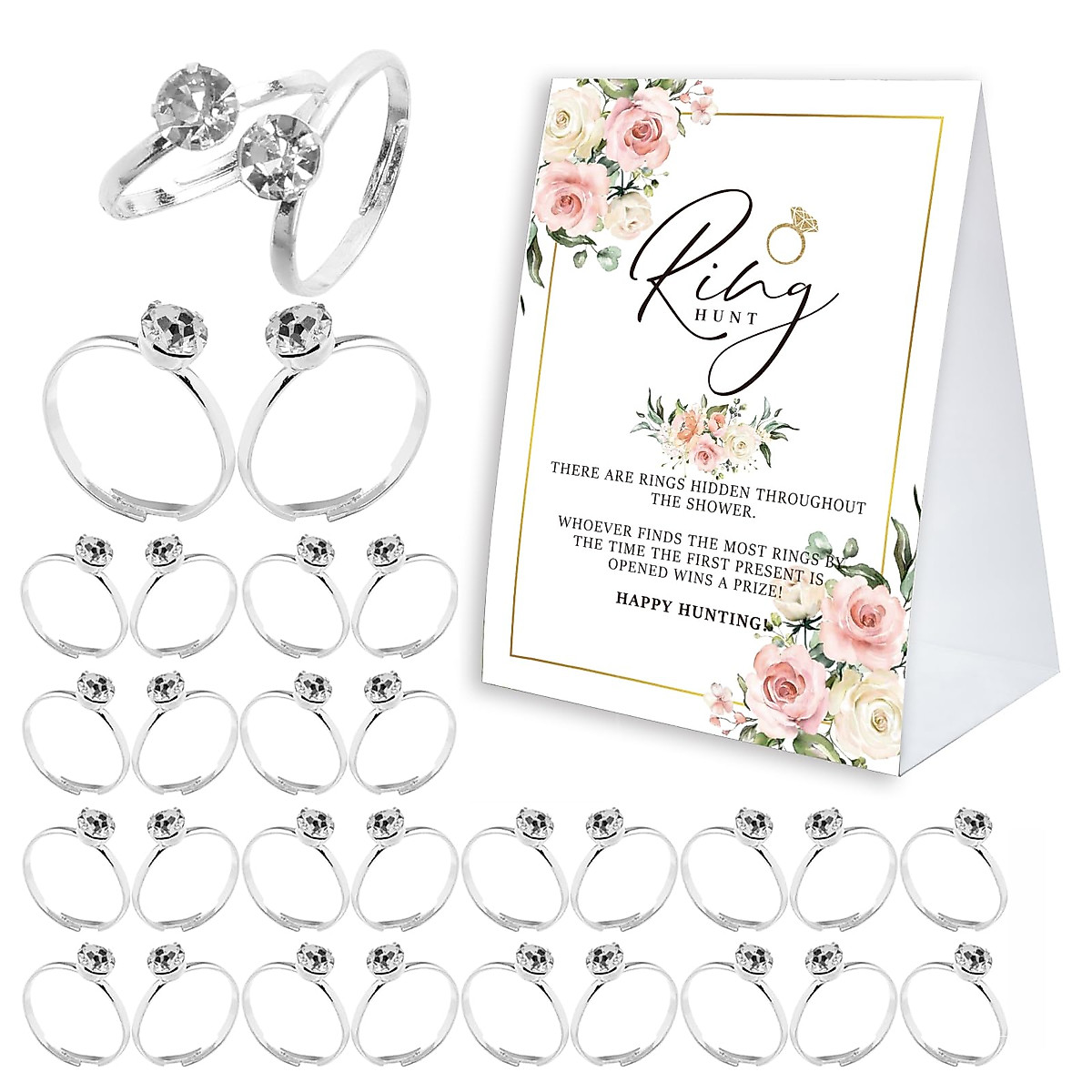 Bridal Shower Ring Game, Ring Hunt Bridal Shower Game 30 fake rings, bridal shower decorations, wedding games, bachelorette party games for guests - RH04