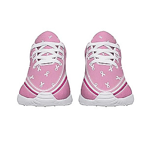 vogiant Breast Cancer Awareness Shoes for Women Lady Comfortable Walking Tennis Sneakers Pink Ribbon Shoes Gifts for Mom,Size 7.5