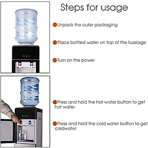 Top Loading Water Cooler Dispenser - 5 Gallon Hot & Cold Water, Child Safety Locker - 3 Temperature with Hot, Room & Cold Spouts, Suitable for Home Office
