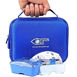 Vision Aid Magnifying Glasses with LED Light Headband Storage Case Hands Free Magnifier for Lashes Microblading Painting Dental Close Work