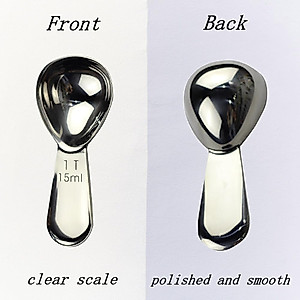 CoaGu Coffee Scoop 18/8 Stainless Steel Tablespoon (1pc 15ml with Magnet Measurement Metric Conversion Chart)