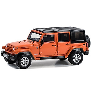 2010 Wrangler Unlimited Orange with Black Top Cold Pursuit (2019) Movie Hollywood Series Release 40 1/64 Diecast Model Car by Greenlight 62010E