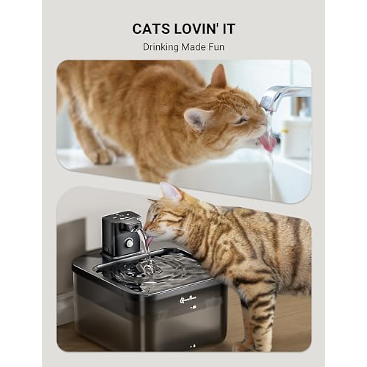 DownyPaws Battery Operated Cat Water Fountain, 84oz/2.5L Fursink Wireless Pet Water Fountain for Cats Inside, Automatic Cat Waterer Fountain with Motion Sensor, Ultra Quiet Pump, BPA-Free, Black