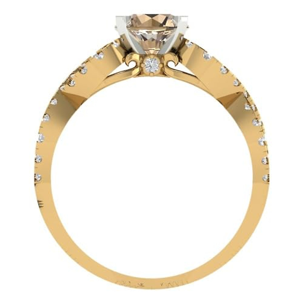 Clara Pucci 1.35 ct Round Cut Solitaire Yellow Moissanite Ideal Engagement Promise Anniversary Bridal Designer Ring 18k 2 tone Gold 11